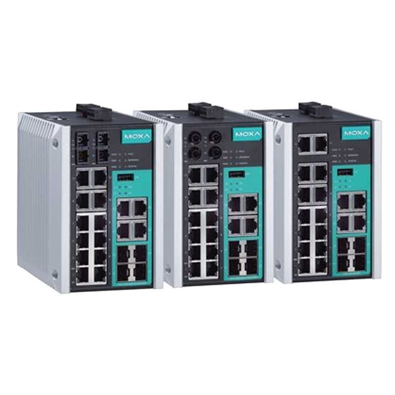 MOXA EDS-518E Ethernet switch with 4 combo Gigabit and 14 fast ...