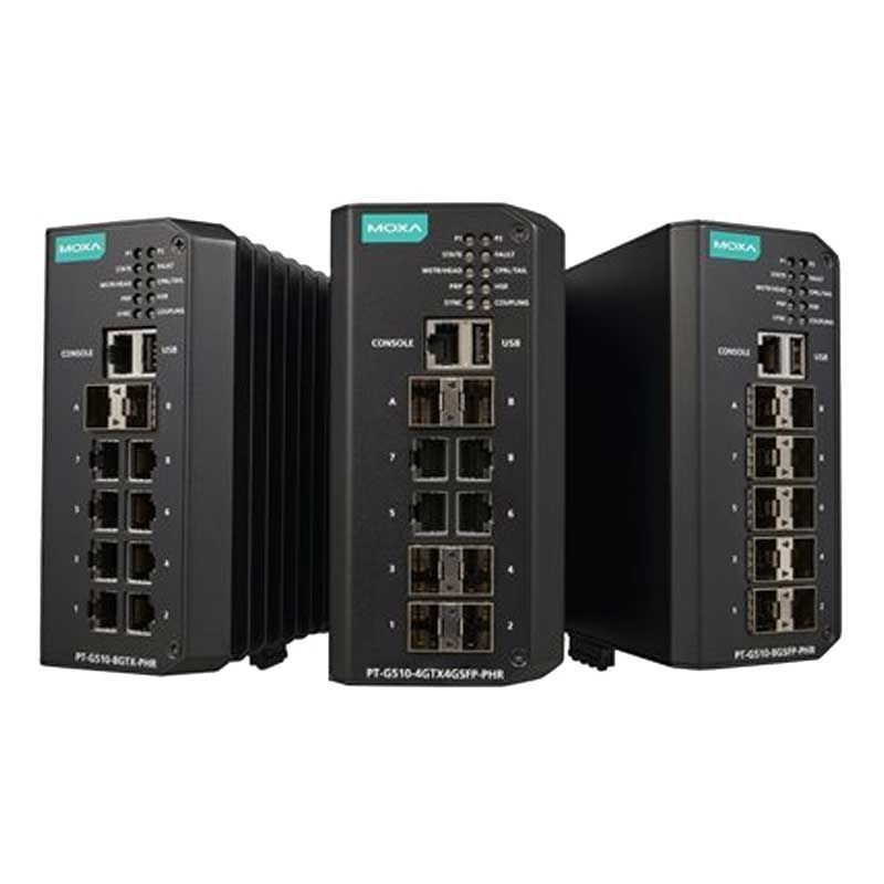 PT-G510 10-port Layer 2 Gigabit PRP/HSR managed switchesMoxaSwitch and ...